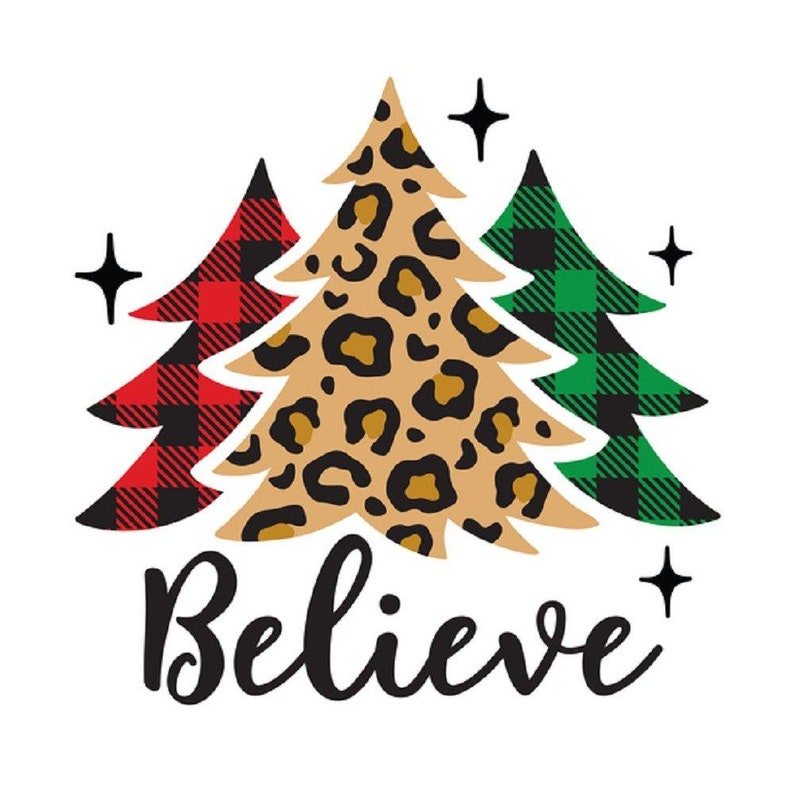 Believe Christmas Tree Fabric Panel White - Etsy