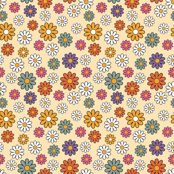 Retro Floral Fabric - Etsy