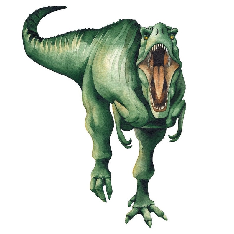 Watercolor Dinosaur T-rex Front Fabric Panel | Etsy