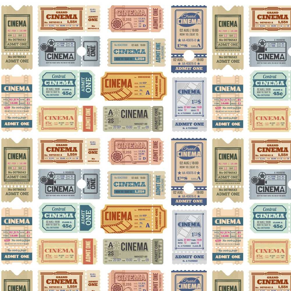 Retro Movie Theatre Tickets Fabric - Etsy