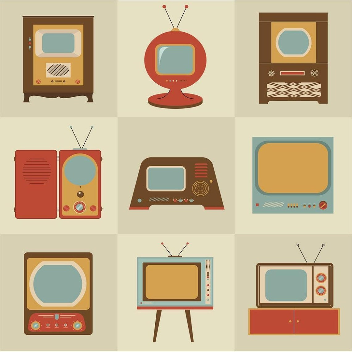 Retro Electronics Fabric Panel Tan - Etsy