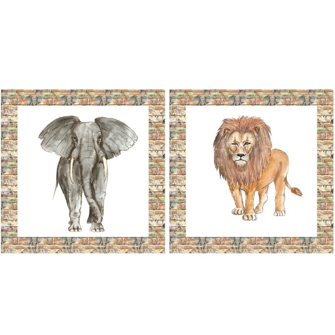 African Safari Animal Fabric Panel - Etsy