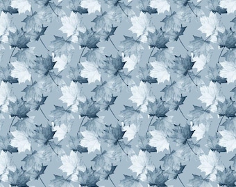 Blue Maple Leaf Fabric - Etsy