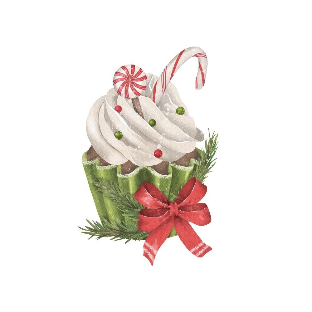 Twisted Peppermint Cupcake Fabric Panel White - Etsy