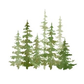 Watercolor Evergreen Trees Fabric Panel - Etsy