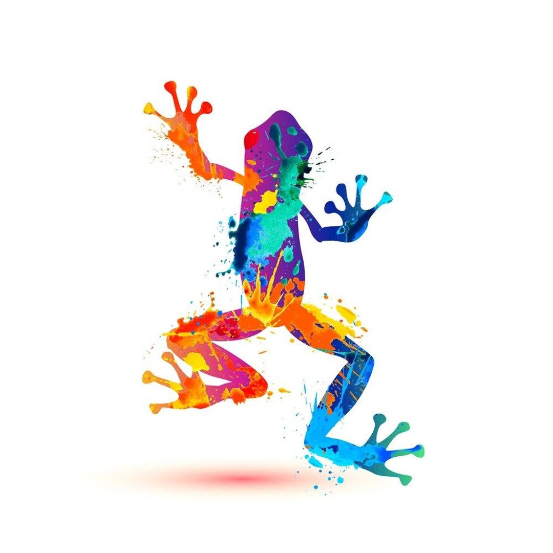 Watercolor Splash Paint Frog Fabric Panel Multi - Etsy