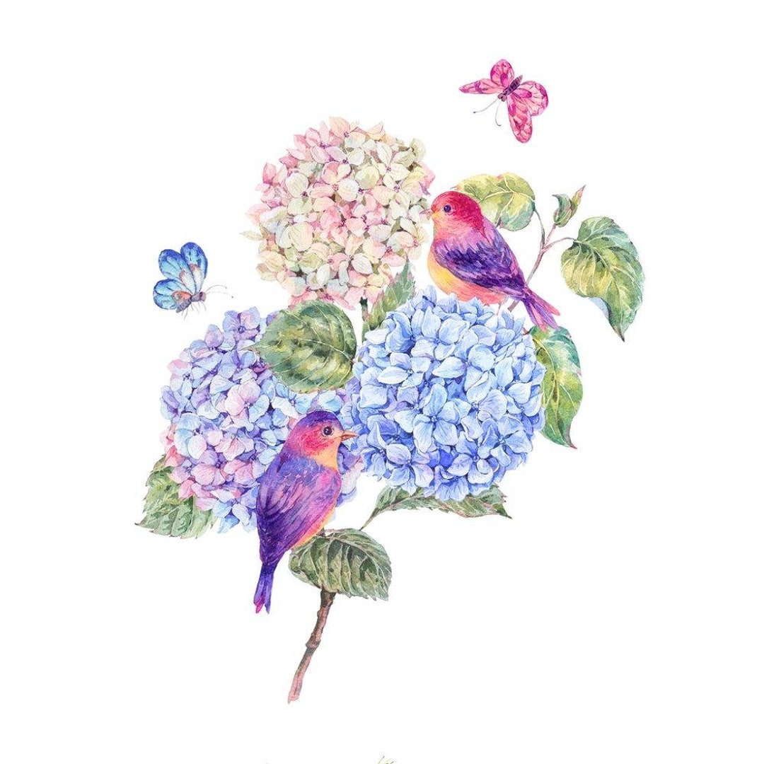 Branch of Hydrangeas Fabric Panel Multi - Etsy