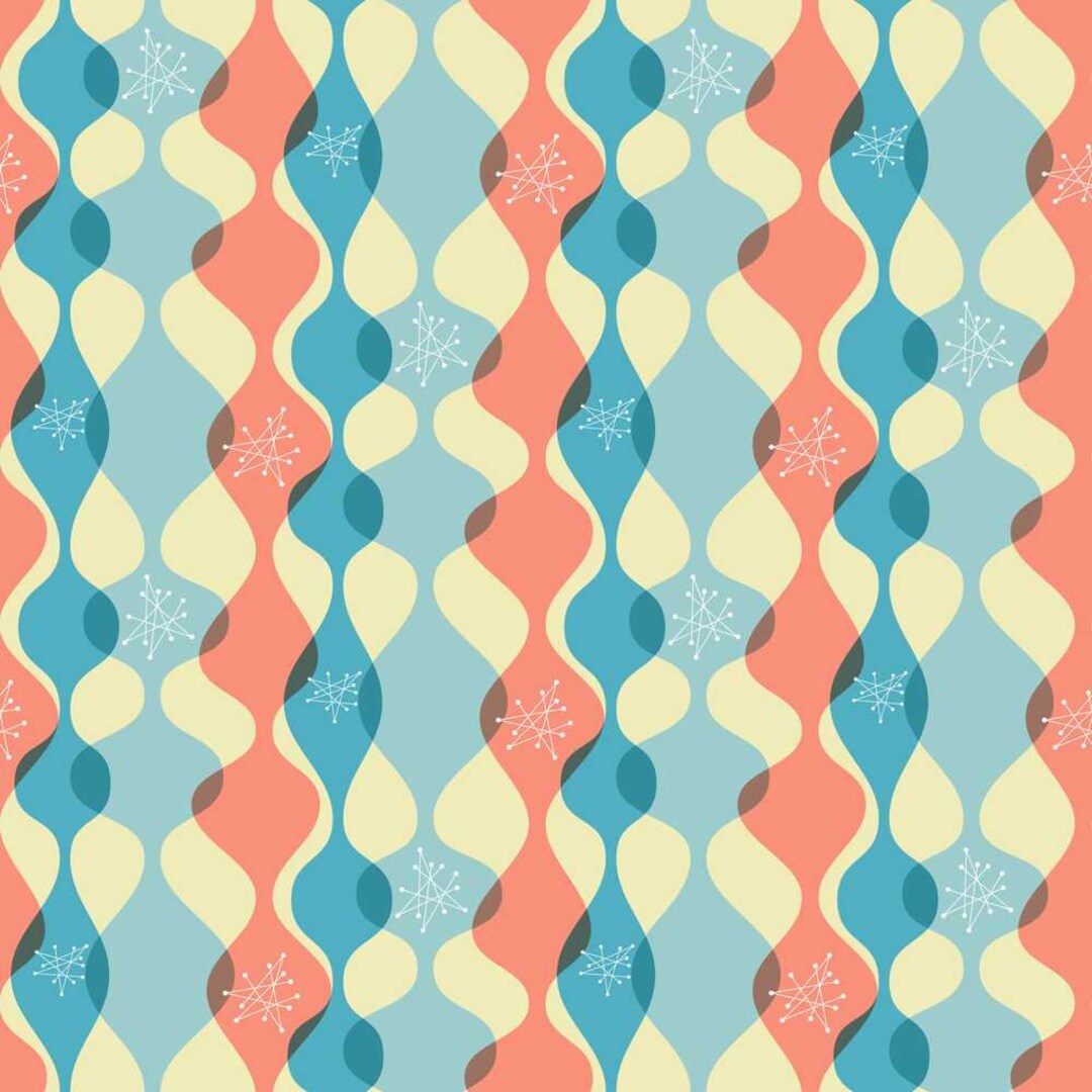 1950s Atomic Pattern 1 Fabric Blue - Etsy