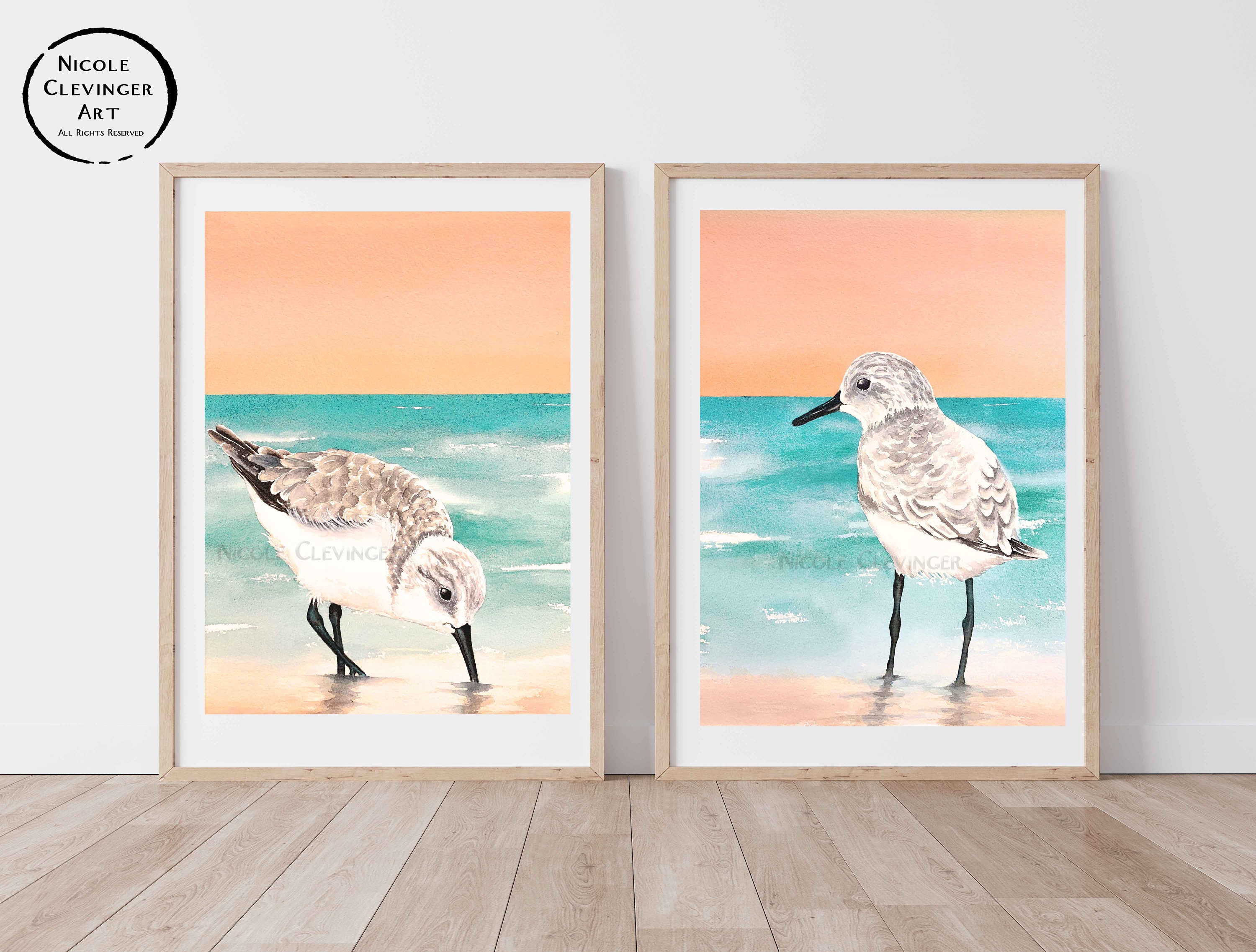 Sandpiper Watercolor Print Set: Coastal Bird Art - Etsy