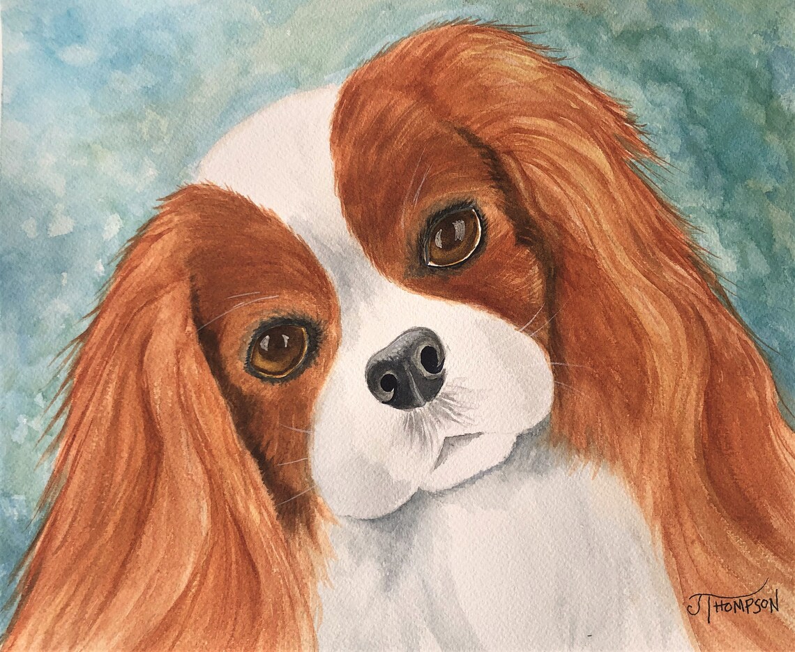 Cavalier King Charles Spaniel Art ORIGINAL Watercolor Painting OR ...