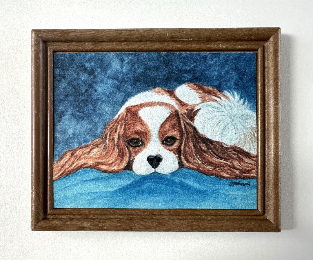MODERN DOLLHOUSE ART, Cavalier King Chares Spaniel, 1:12 Scale, Framed ...