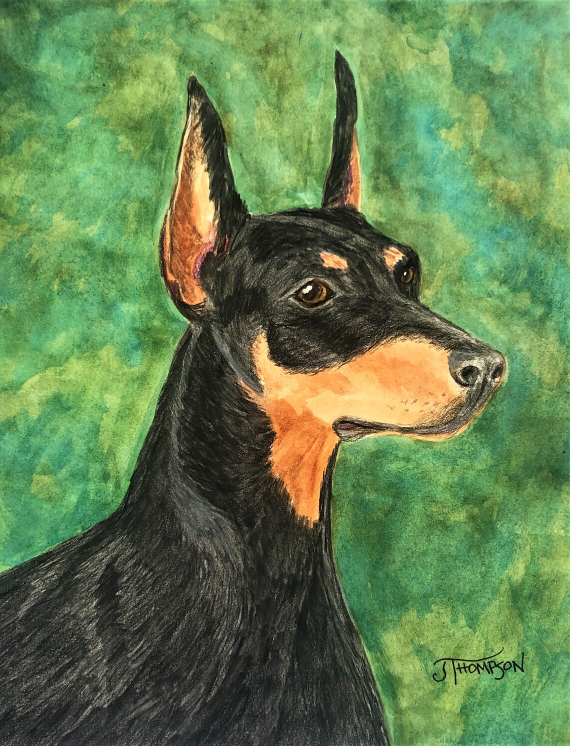 DOBERMAN PINSCHER Art Original Watercolor Painting OR - Etsy