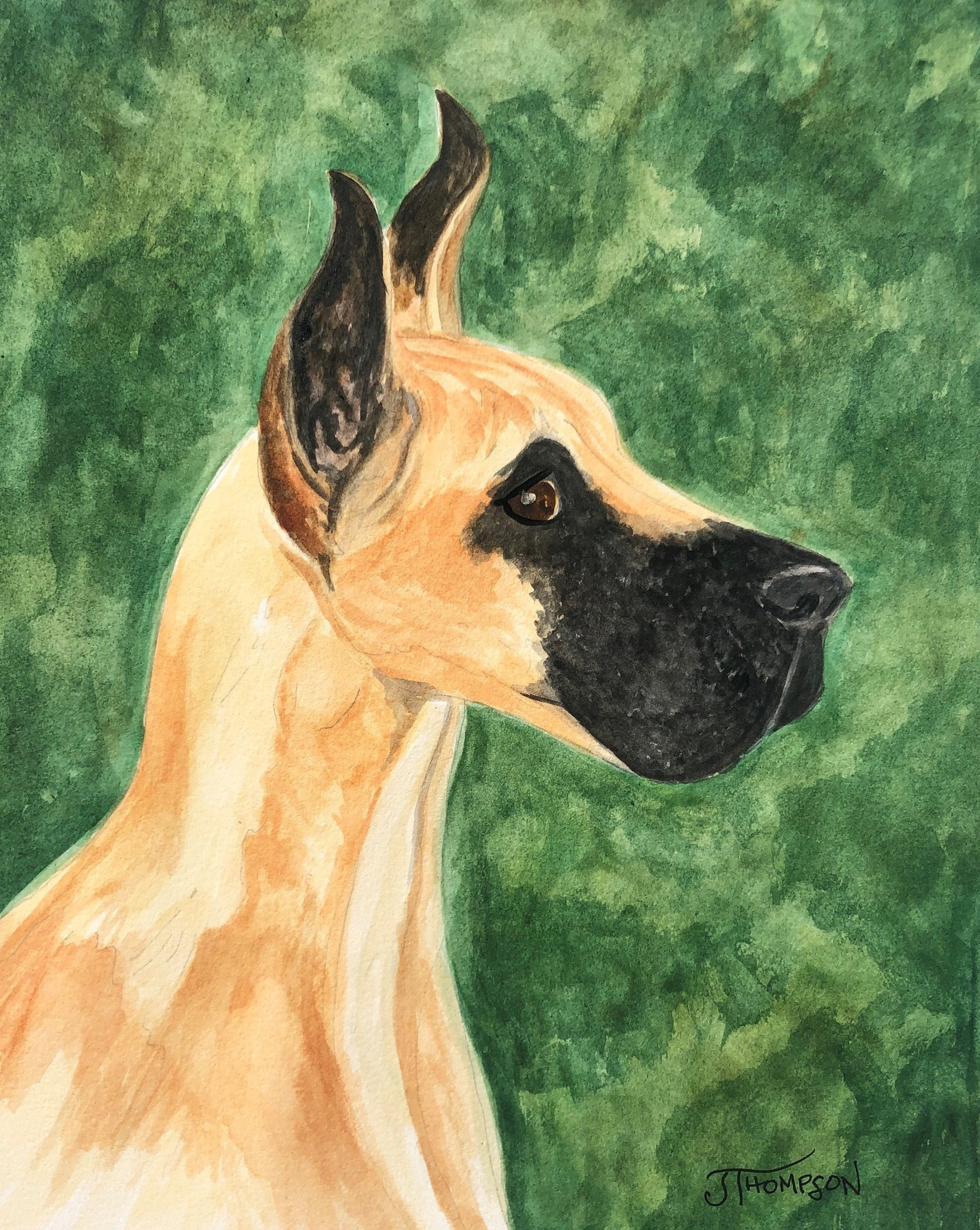 GREAT DANE Art, Original Watercolor Painting --OR-- Giclee Print, Gift ...