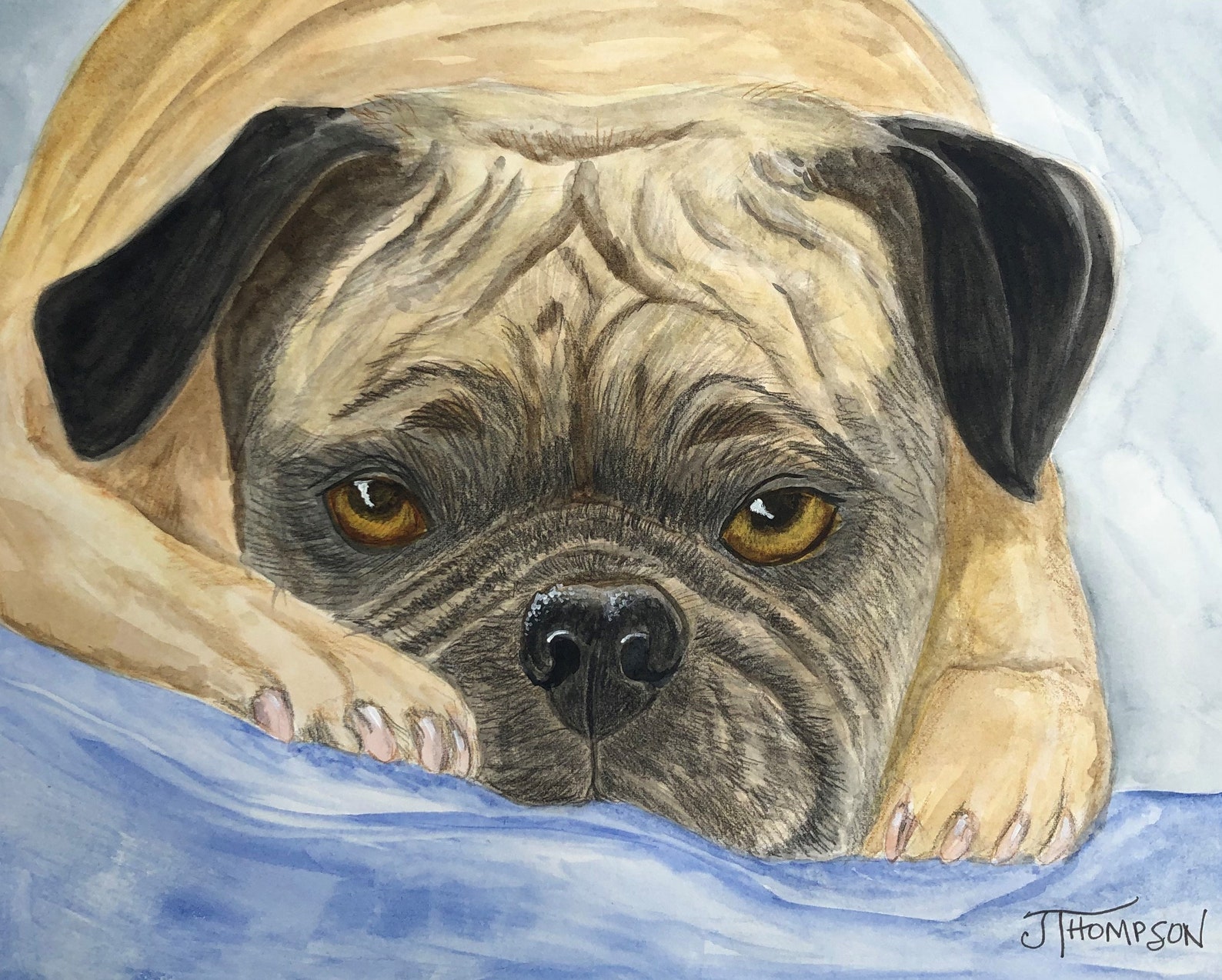 PUGNACIOUS PUG ART Original Watercolor Painting or Giclee | Etsy