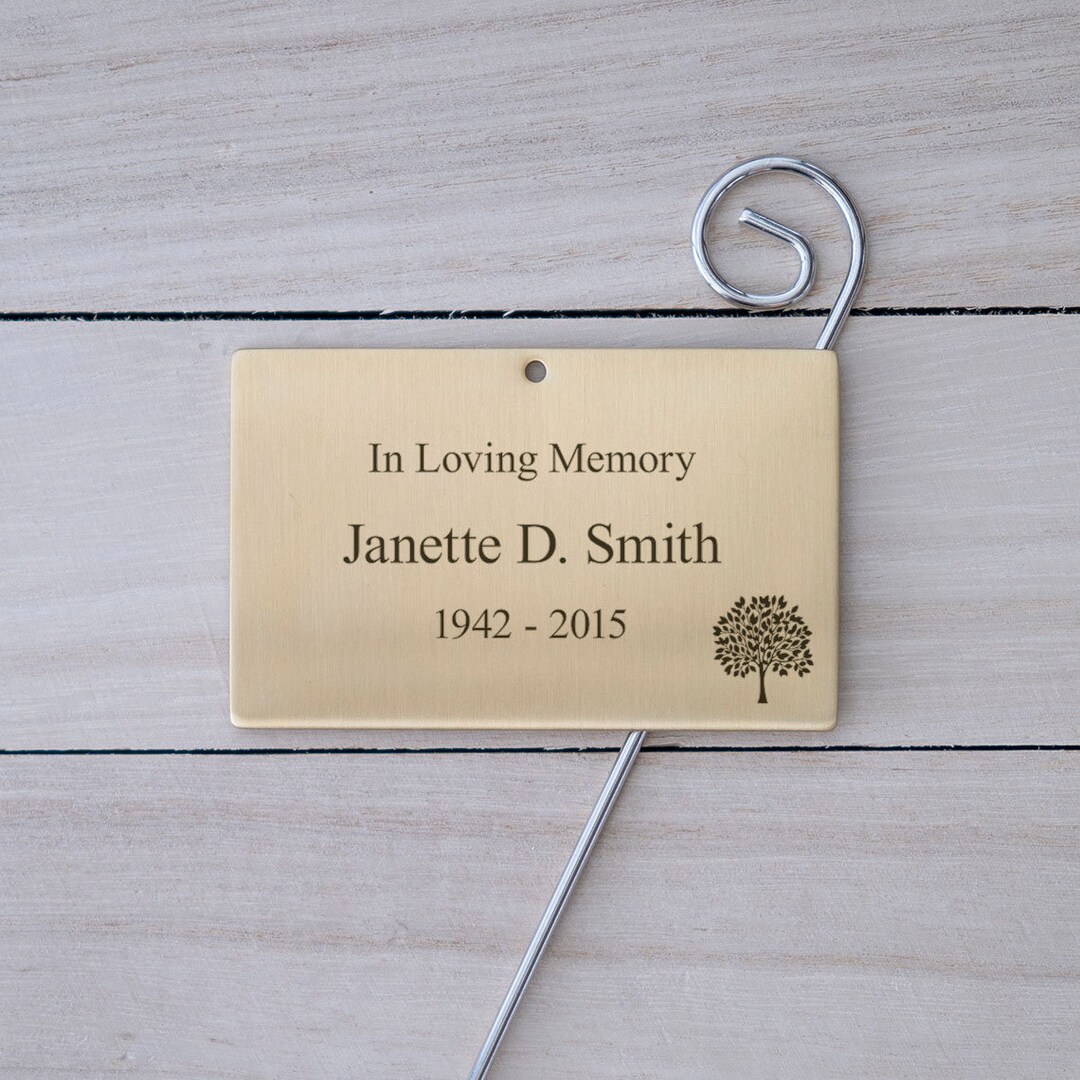 Engraved Brass Garden Tag & Stake Set, Personalized Memorial Marker ...