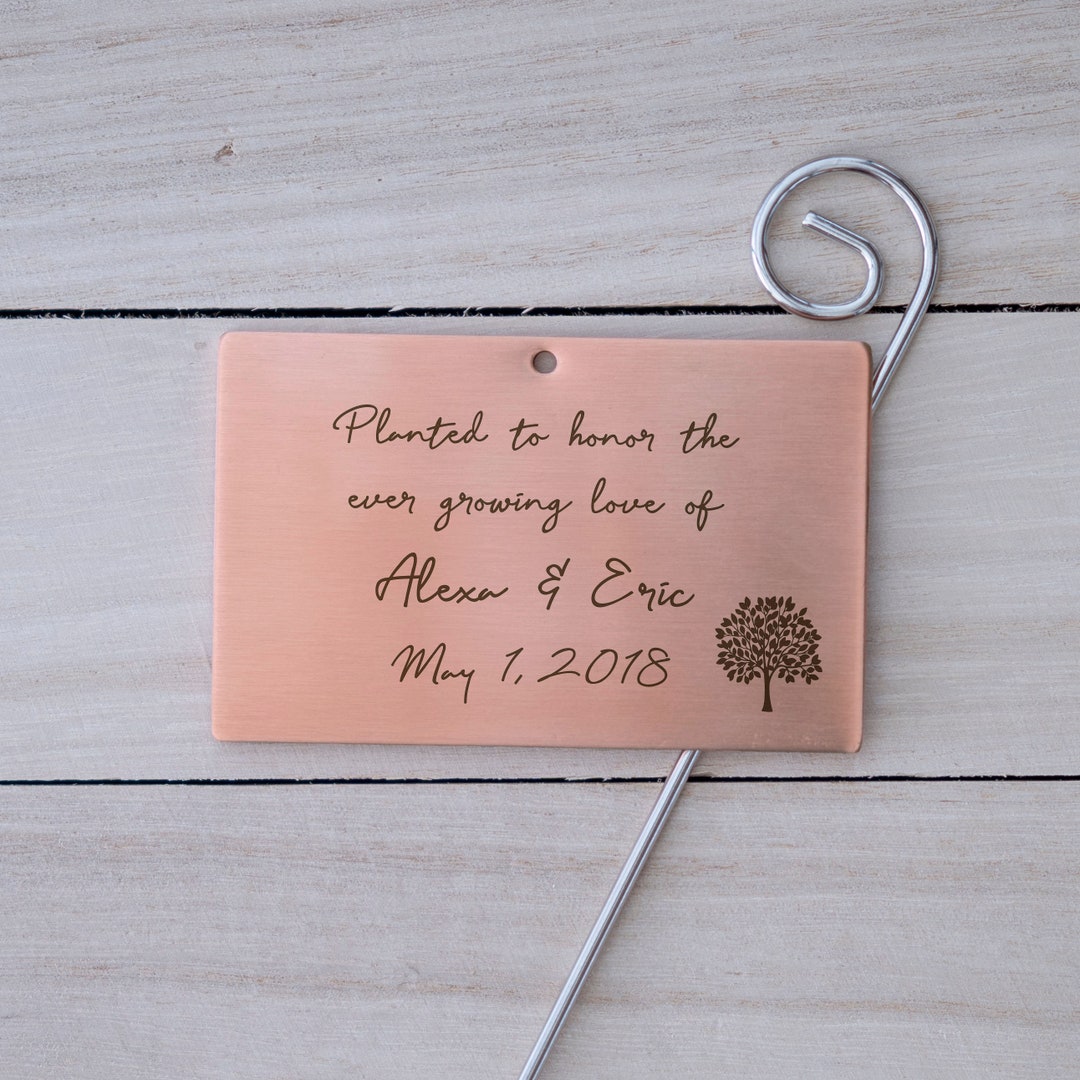 Engraved Copper Garden Tag & Stake Set, Personalized Memorial Marker ...