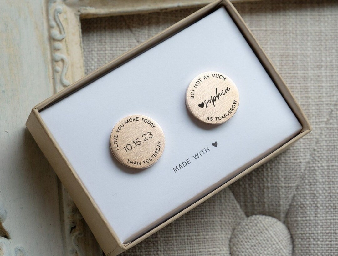 Groom Gift From Bride, Personalized Cufflinks, I Love You More, Custom ...