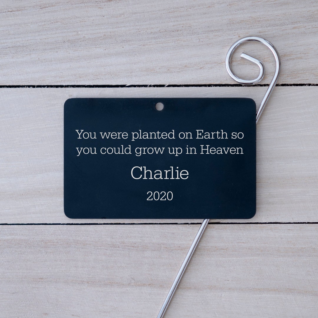 Engraved Aluminum Garden Tag & Stake Set, Personalized Memorial Marker ...