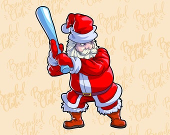 Santa Hitting Baseball Svg - Etsy