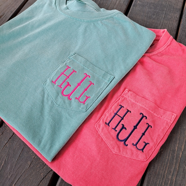 Monogram Pocket Tee - Etsy