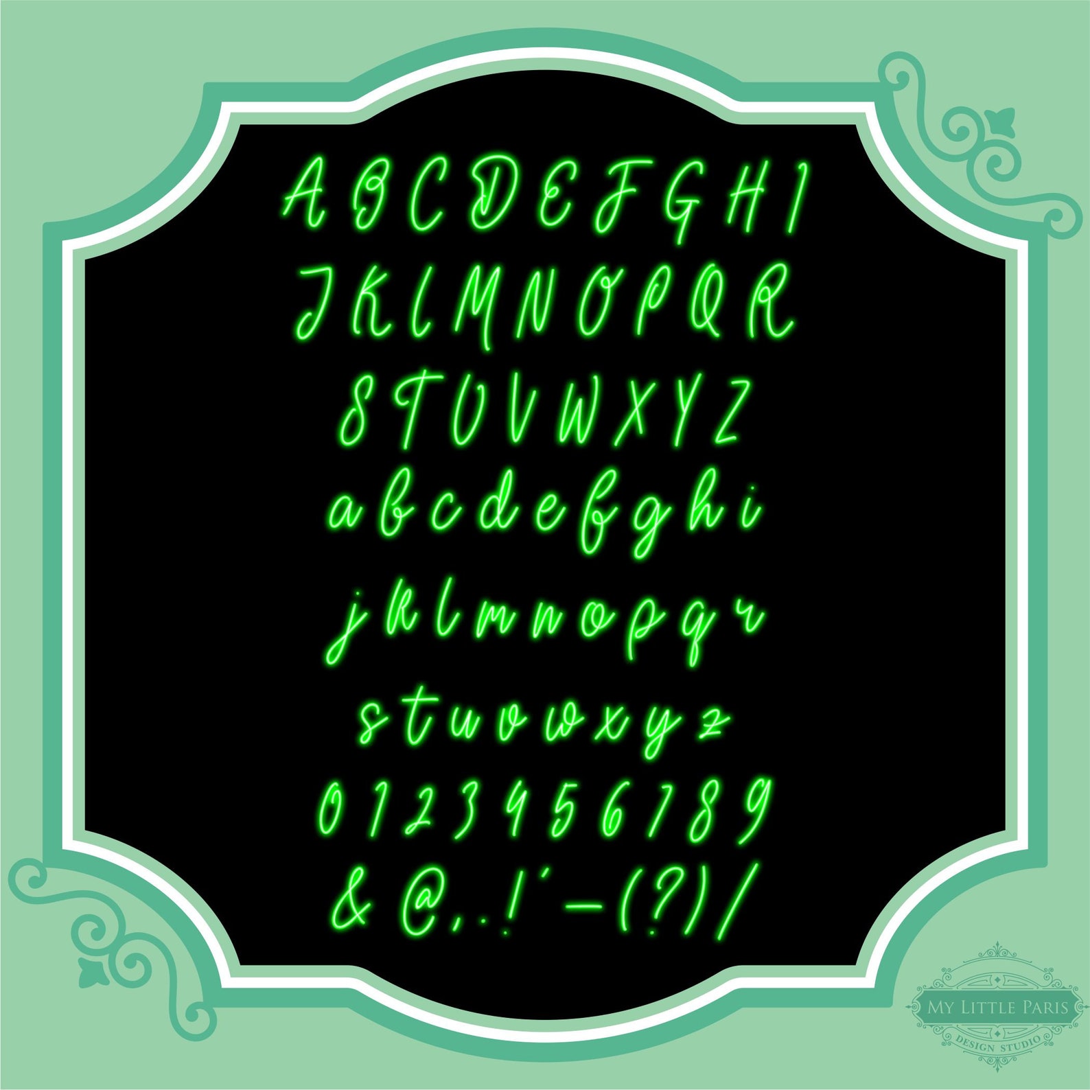 Neon Bundle 8 Colors Script Alphabet PNG Clip Art Letters Font | Etsy