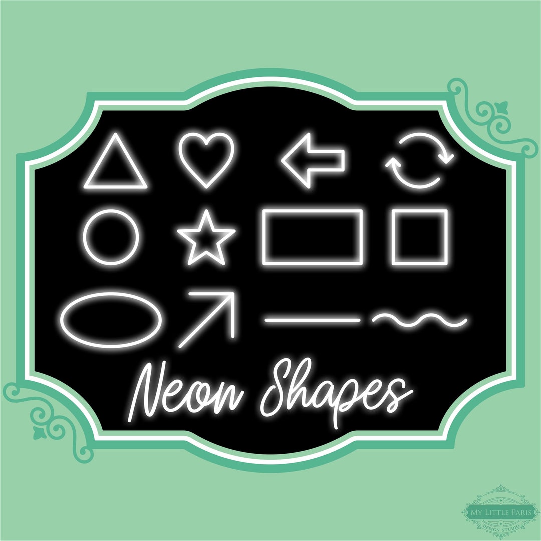 Neon Shapes PNG Clip Art Geometric Square Hearth Arrow Line Star ...