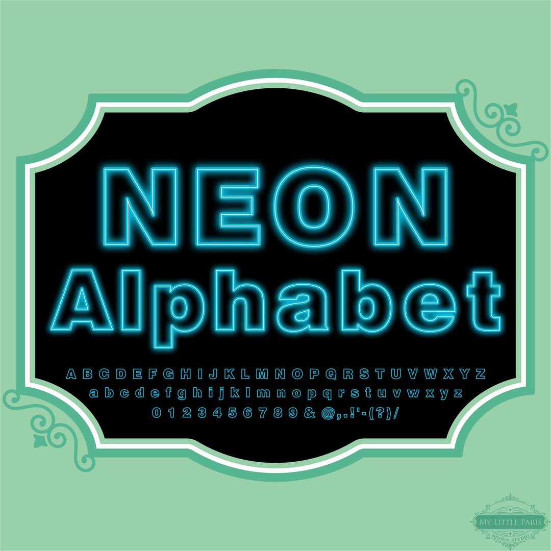 Neon Alphabet PNG Clip Art Letters Font Numbers Instant - Etsy