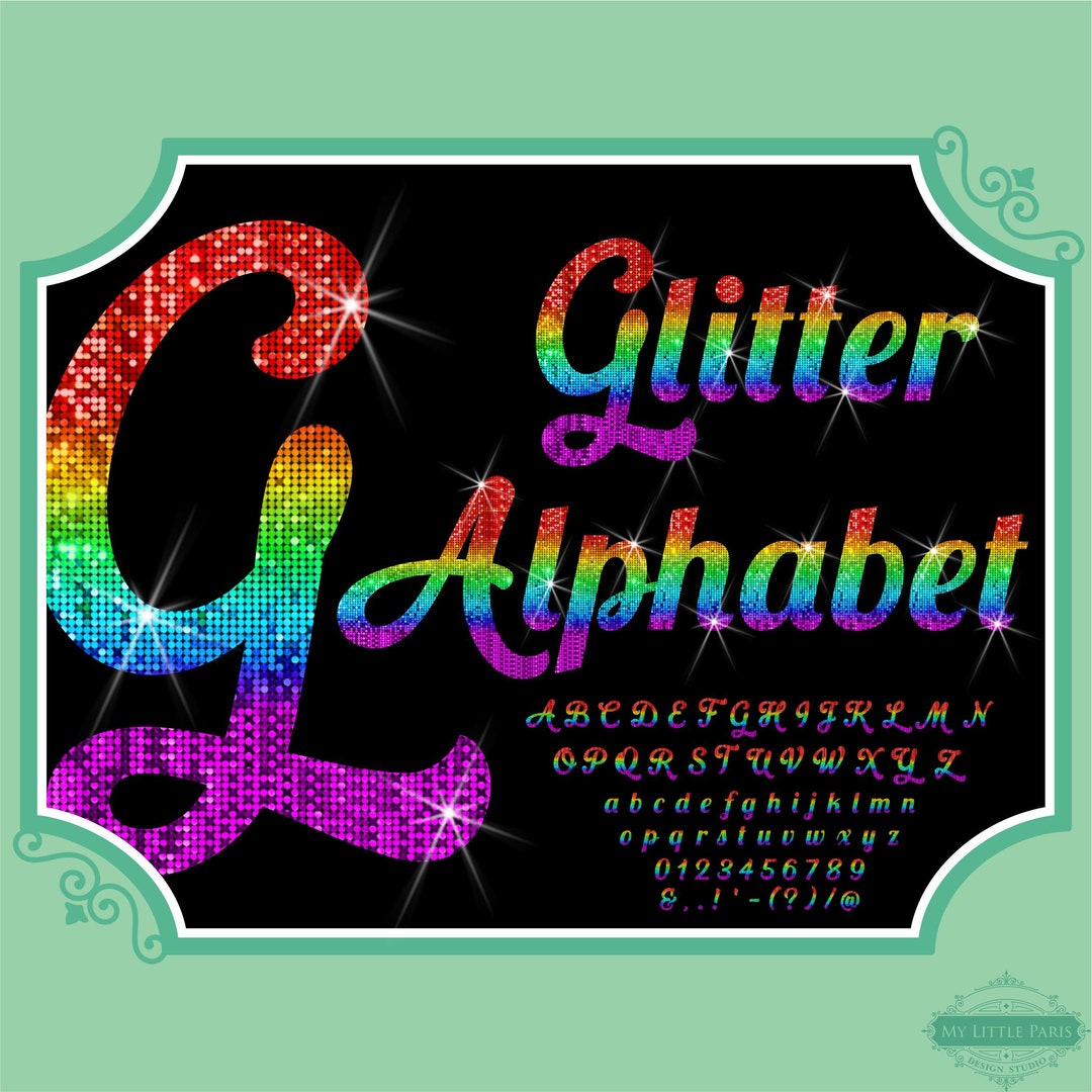PNG Glitter Clip Art Letters Script A Font Numbers Instant Download ...