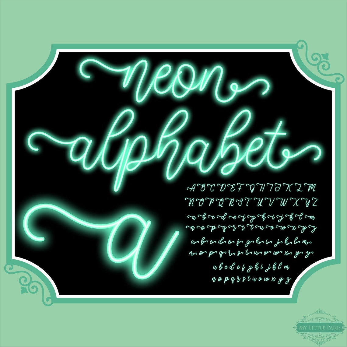 Neon Script Line Glow Effect Alphabet PNG Clip Art Letters - Etsy