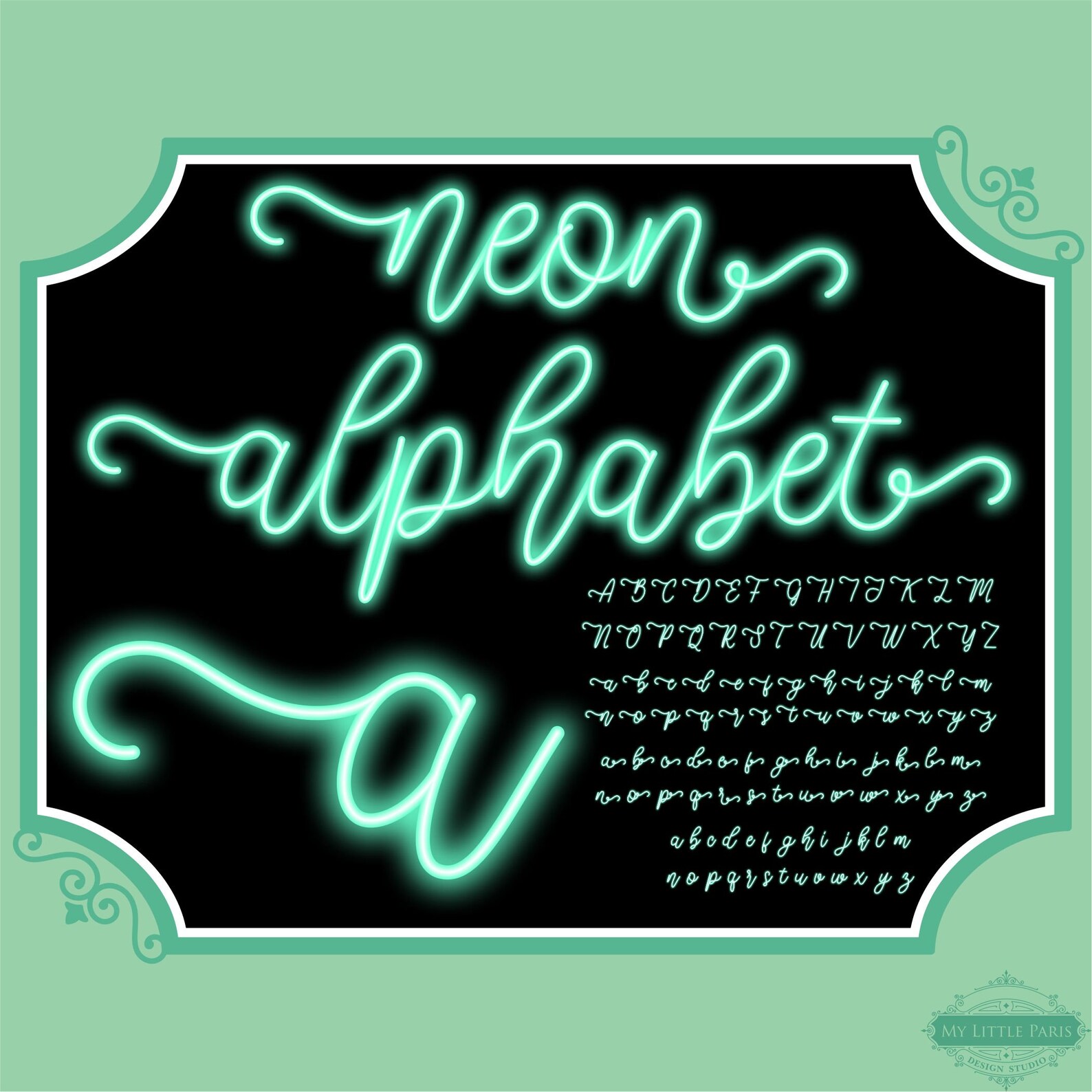 Neon Script Line Glow Effect Alphabet PNG Clip Art Letters - Etsy