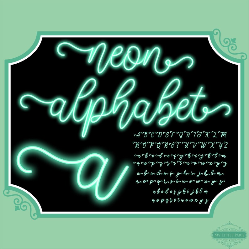 Neon Script Line Glow Effect Alphabet PNG Clip Art Letters - Etsy