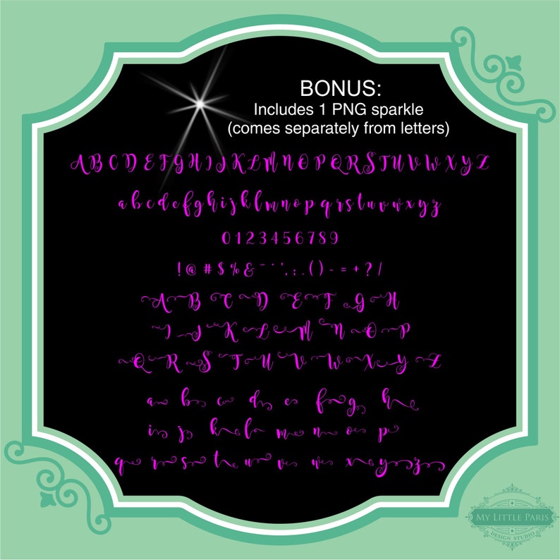 PNG Glitter Clip Art Letters Script Font Numbers Instant | Etsy
