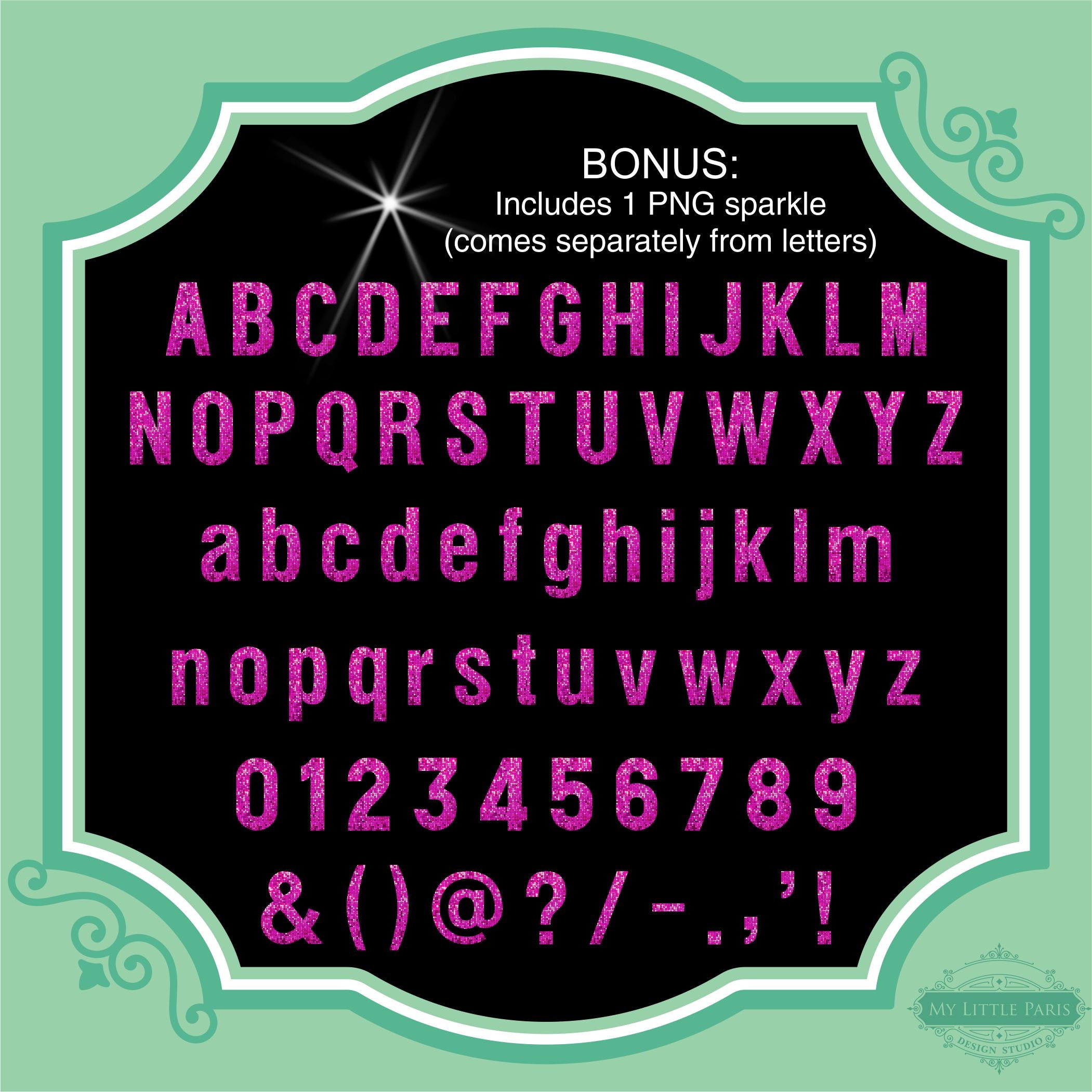 PNG Glitter Clip Art Letters Font Numbers Instant Download | Etsy