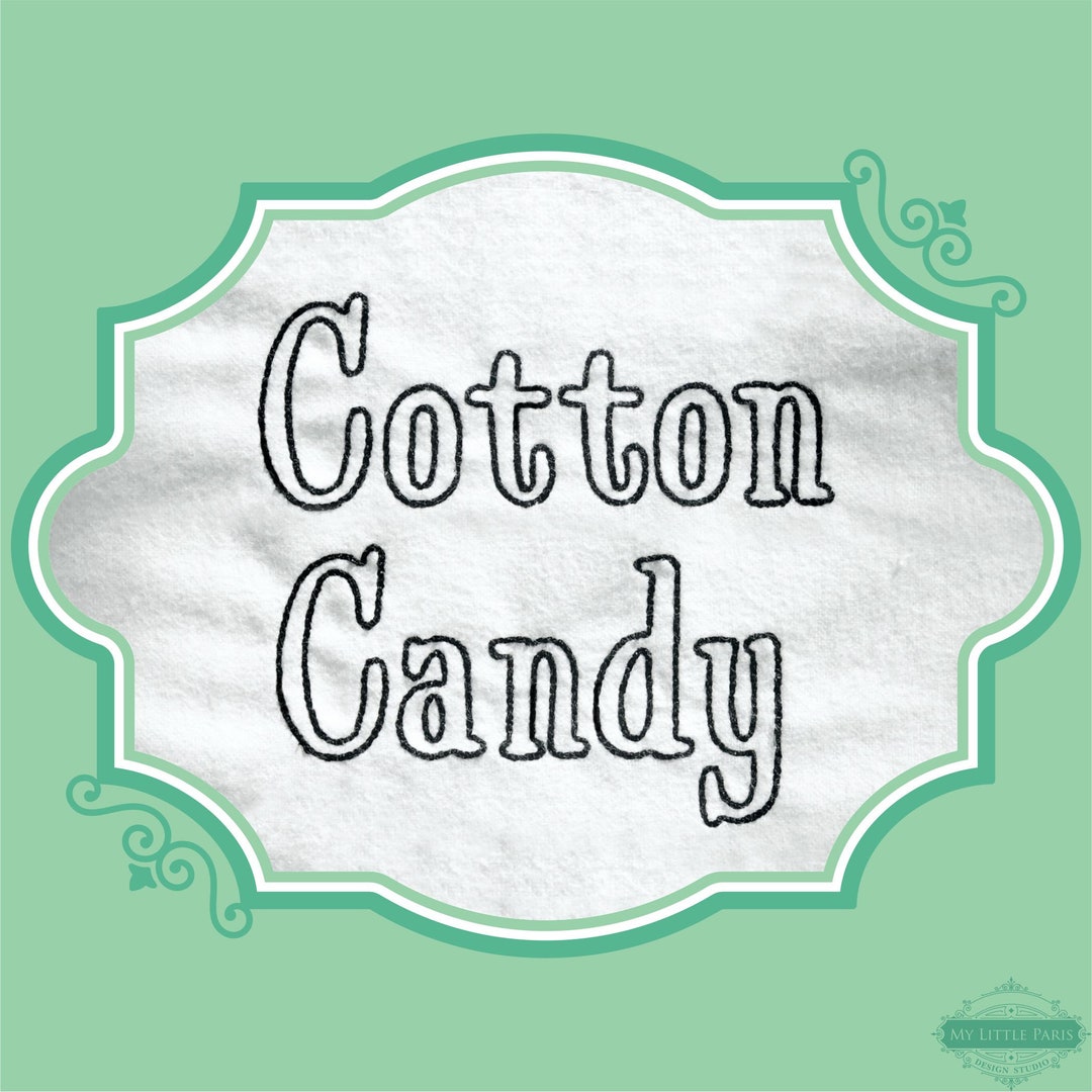 Embroidery Bean Stitch Cotton Candy Font - 1.5" 2"- BX Included - 11 ...