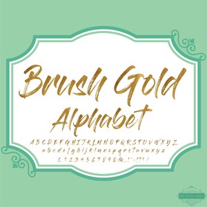 Brush Gold PNG Clip Art Letters Font Numbers Instant Download Files - Etsy