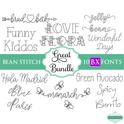 EXP Bean Stitch Embroidery Font Bundle 6 0.75 1 - Etsy