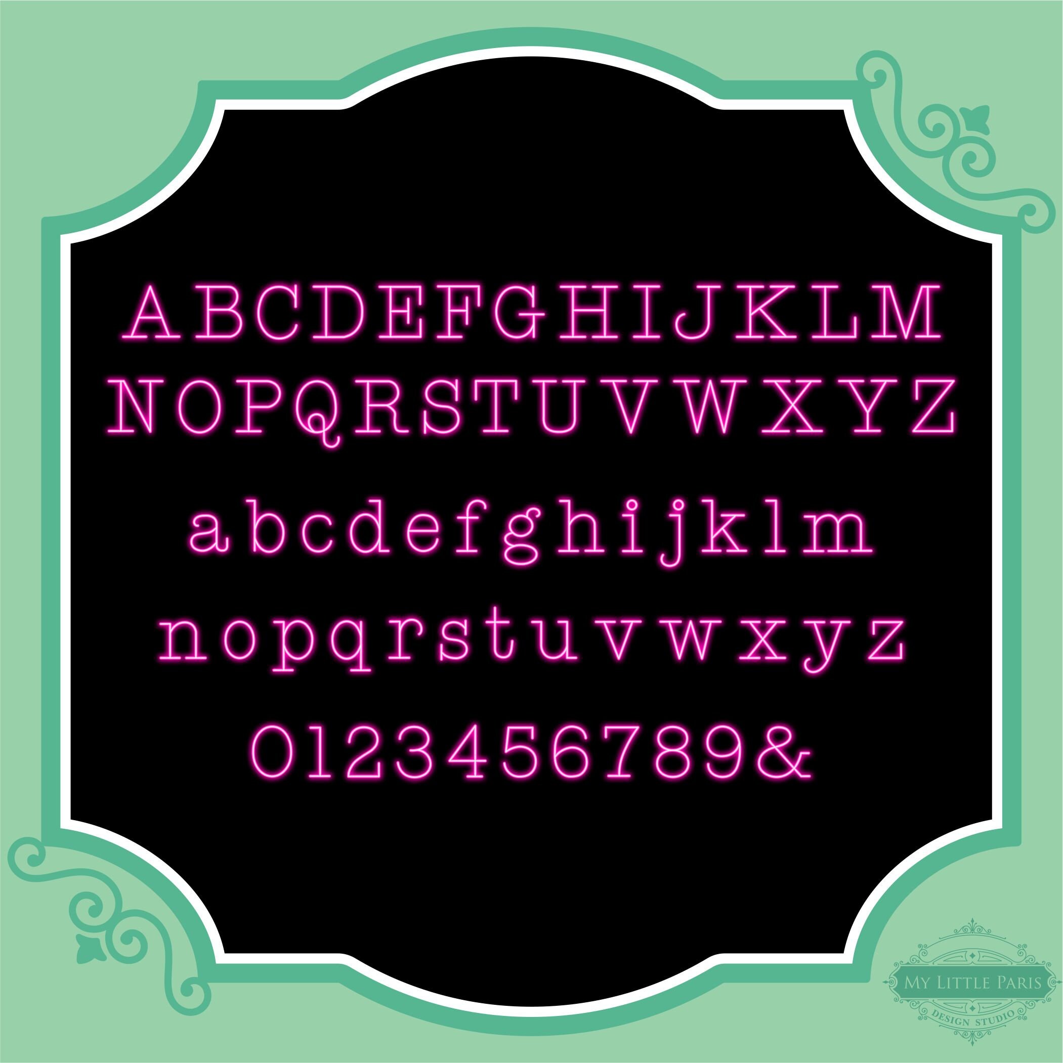 Neon Line Glow Effect Alphabet PNG Clip Art Letters Typewriter Font ...