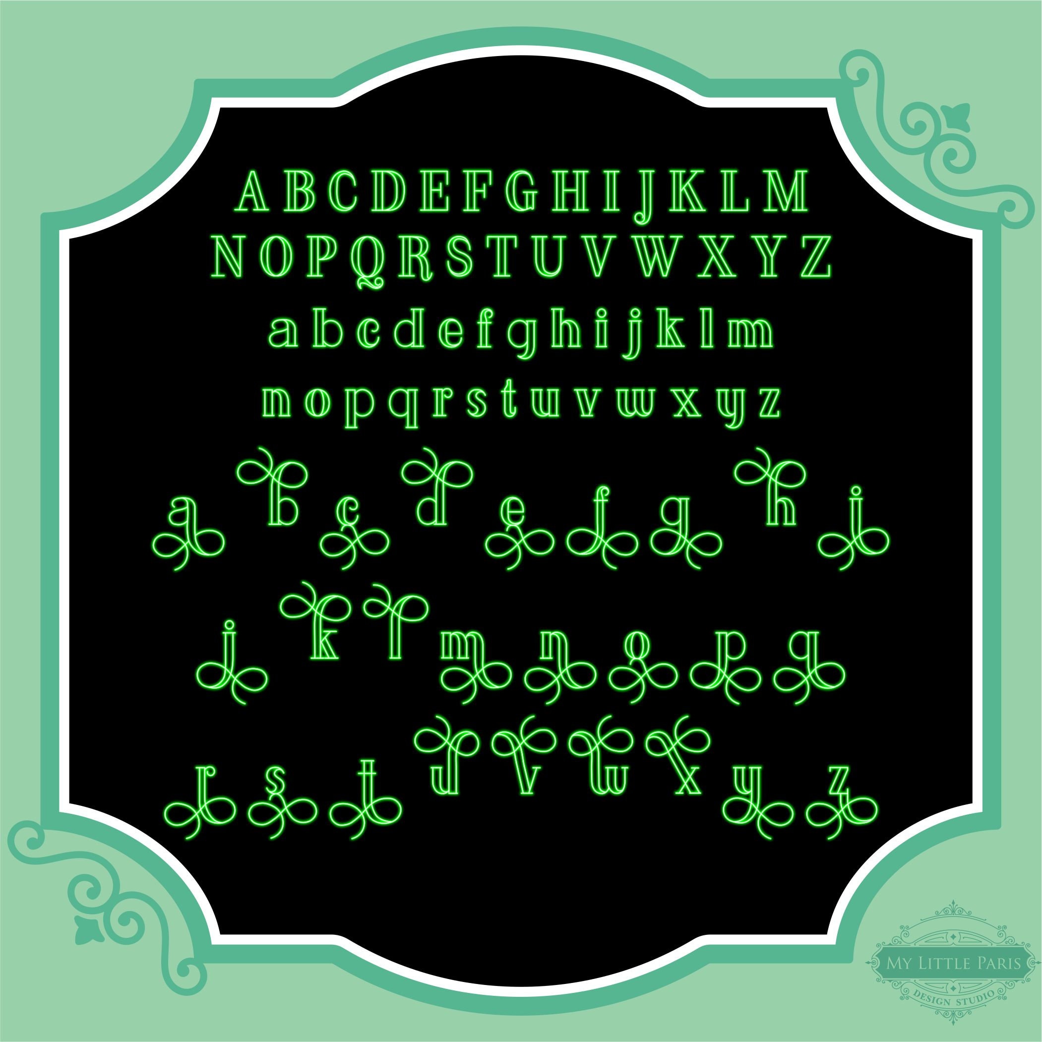 Neon Script Line Glow Effect Alphabet PNG Clip Art Letters Script Font ...
