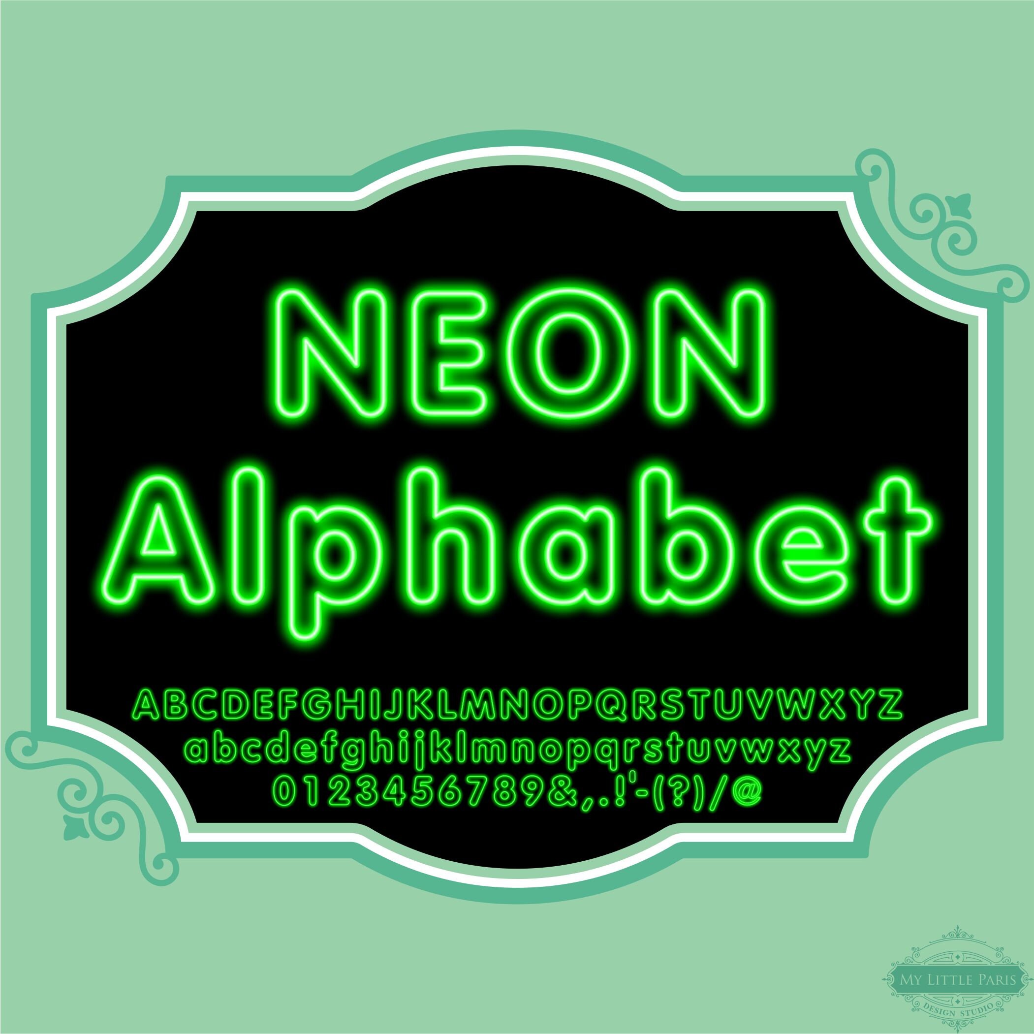 Neon Glow Effect Bundle 4 Colors Alphabet PNG Clip Art Letters | Etsy