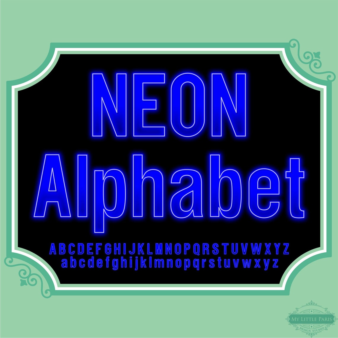 Neon Glow Effect Alphabet PNG Clip Art Letters Font Instant | Etsy