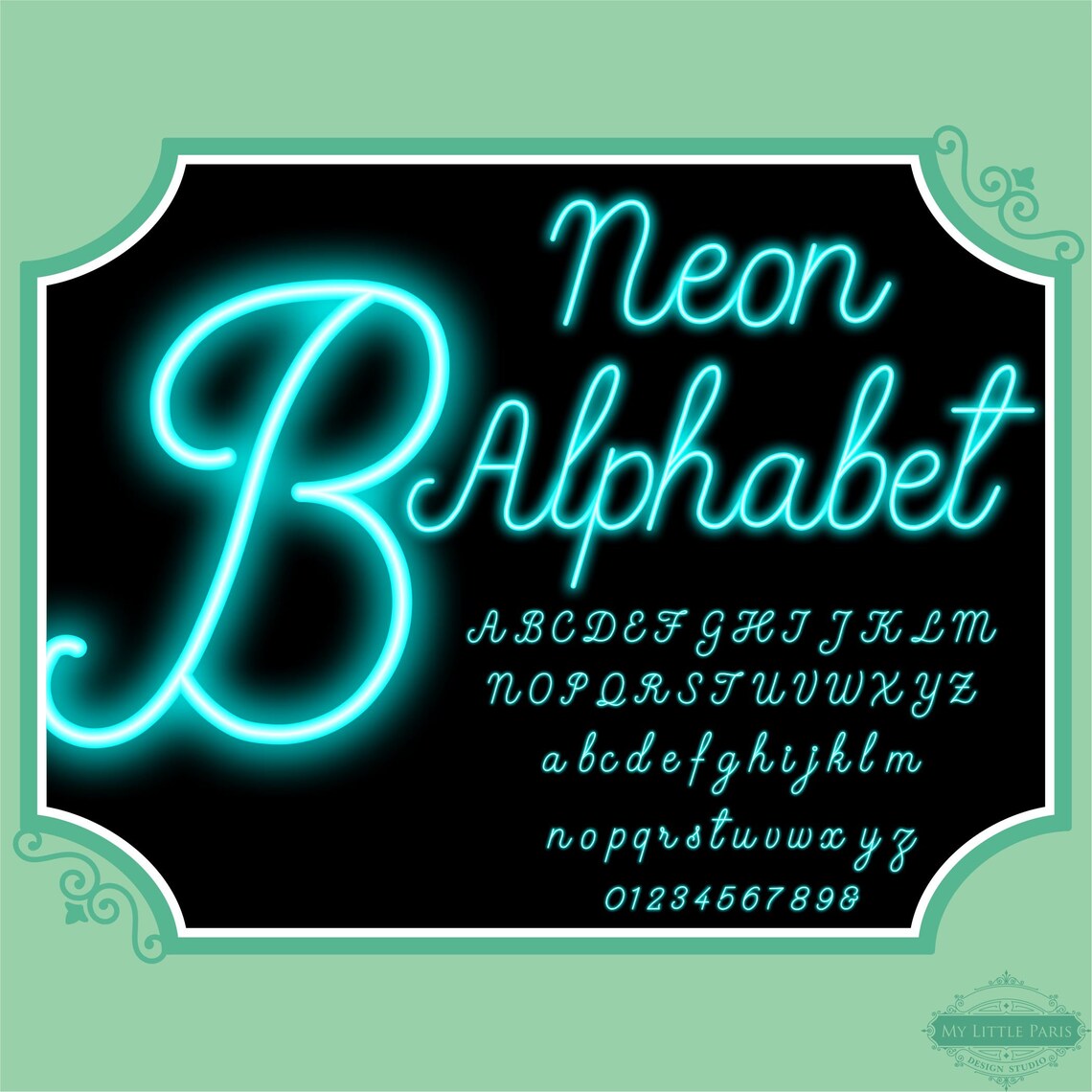 Neon Script Line Glow Effect Alphabet PNG Clip Art Letters | Etsy