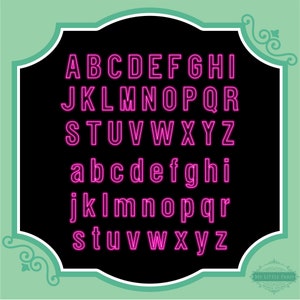 Neon Line Glow Effect Alphabet PNG Clip Art Letters Font Instant ...