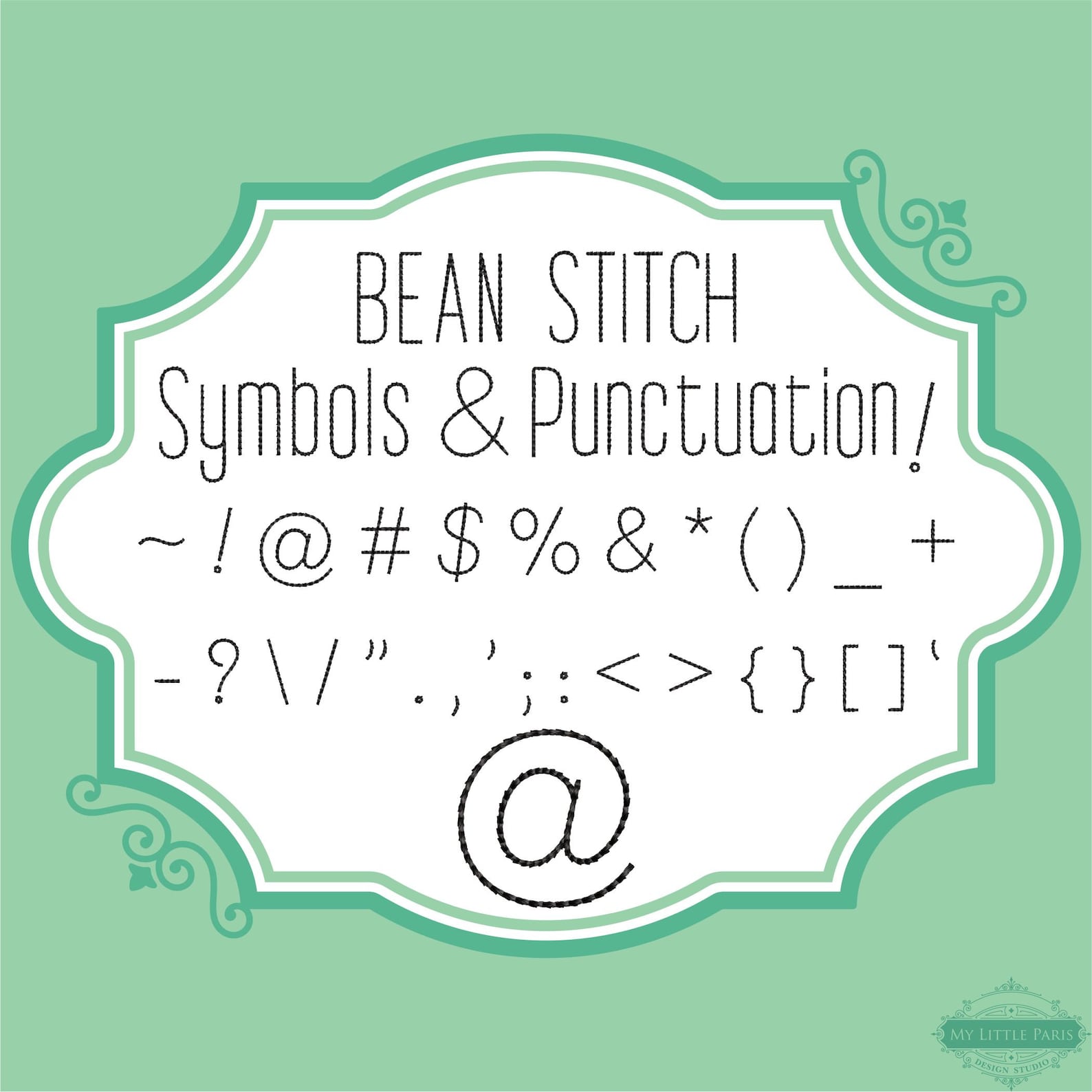 Embroidery Symbols & Punctuation Bean Stitch - for Our Fonts 0.75" 1" 1 ...
