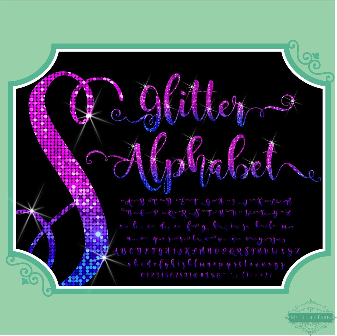 PNG Glitter Clip Art Letters Script Font Numbers Instant Download Files ...