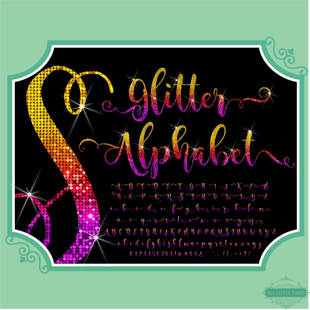 PNG Glitter Clip Art Letters Script Font Numbers Instant Download Files ...