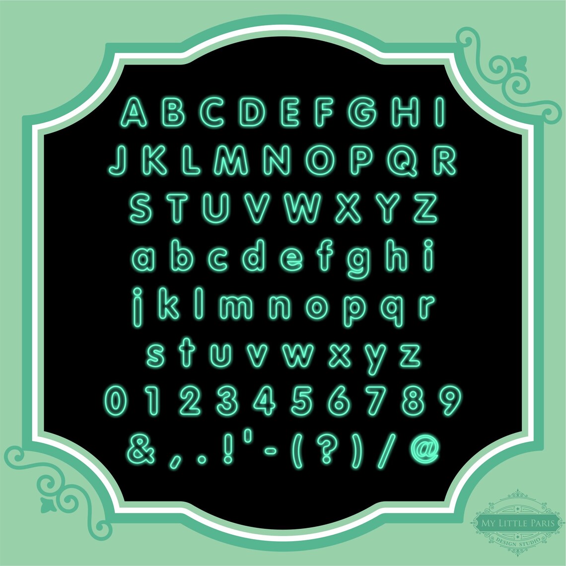 Neon Glow Effect Alphabet PNG Clip Art Aqua Letters Font | Etsy