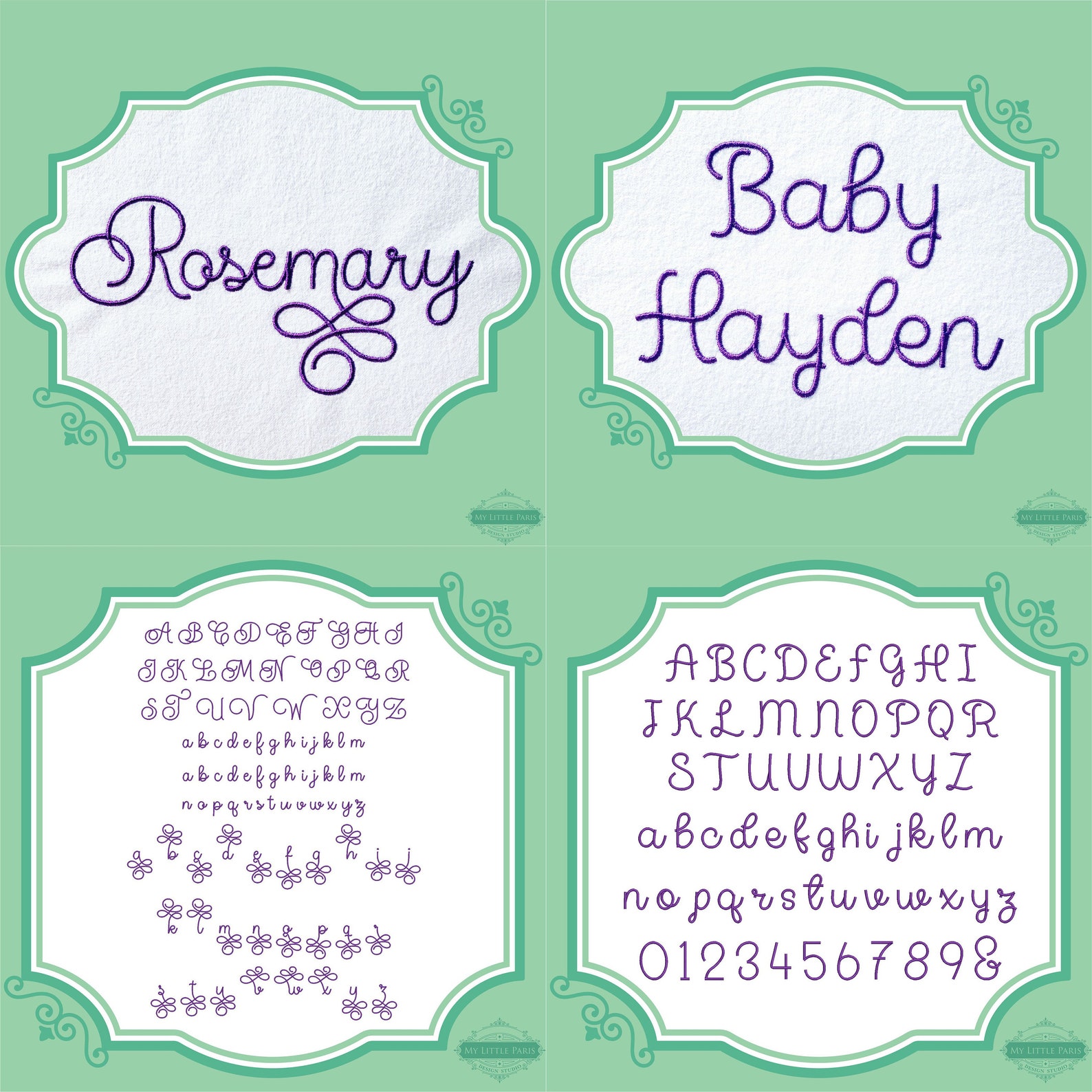 SHV Satin Embroidery Font Bundle #6 - 0.75" 1" 1.5" 2"- 10 SHV Fonts ...