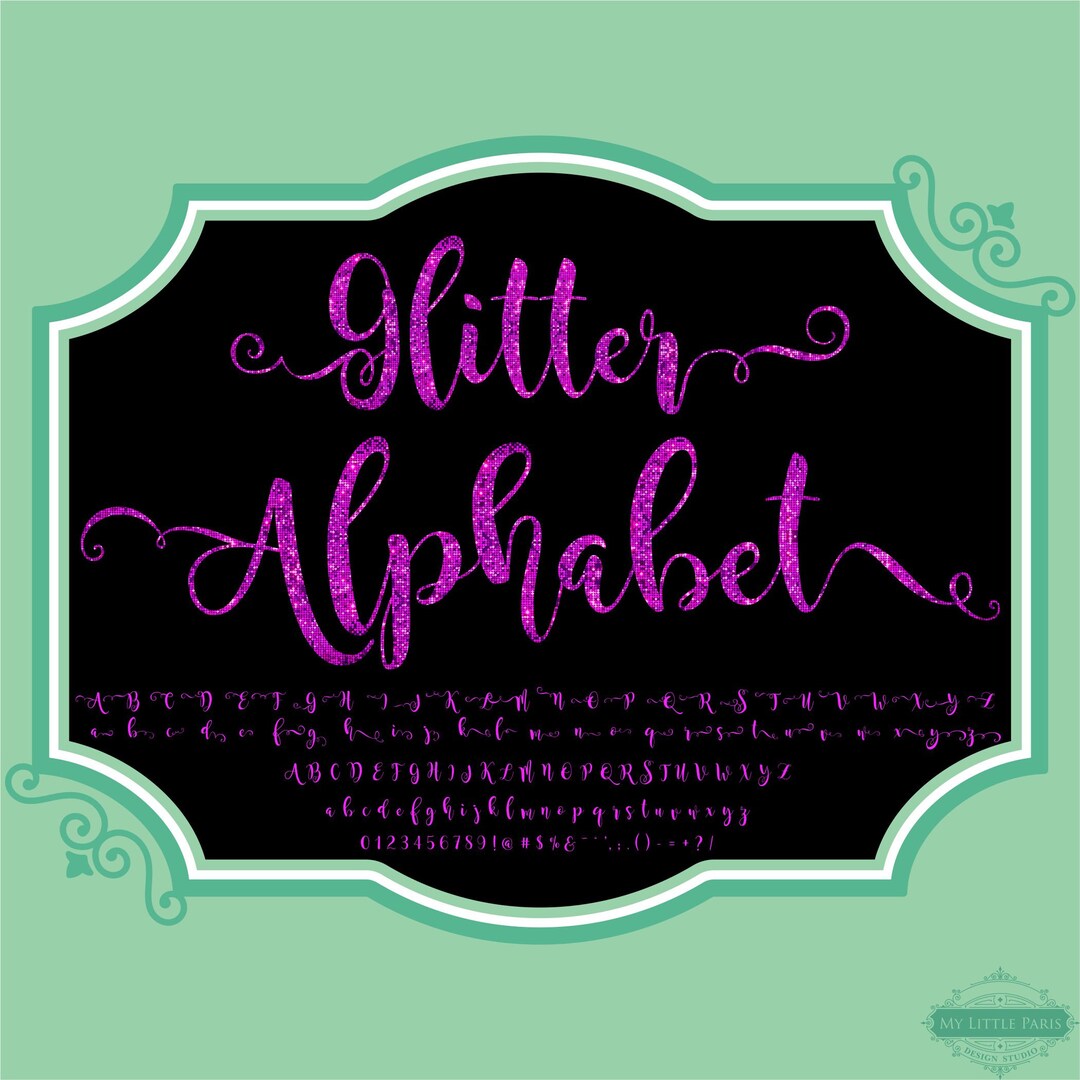 Pink Fuchsia Glitter PNG Clip Art Letters Font Numbers Instant Download ...