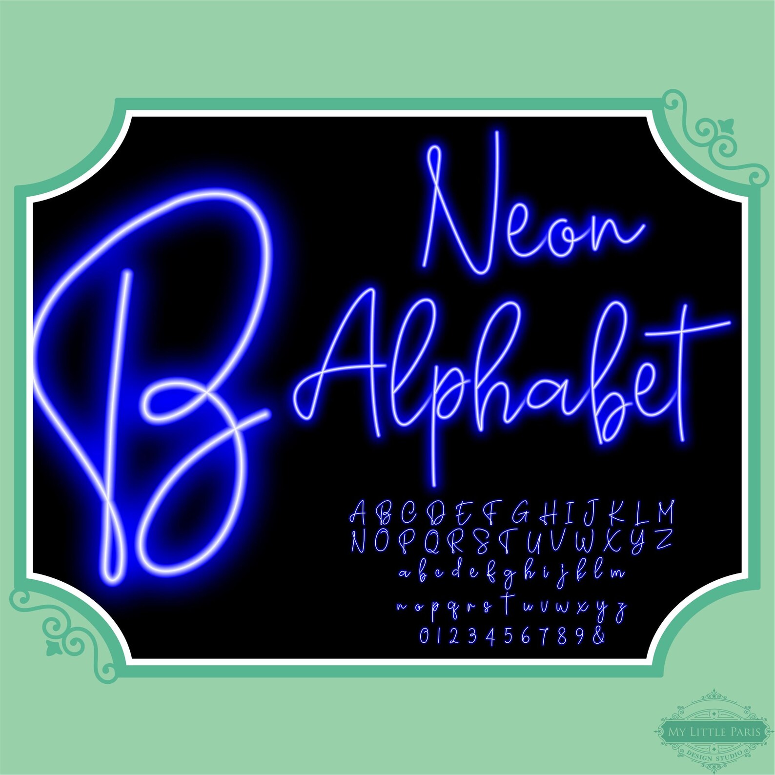 Neon Script Line Glow Effect Alphabet PNG Clip Art Letters Script Font ...