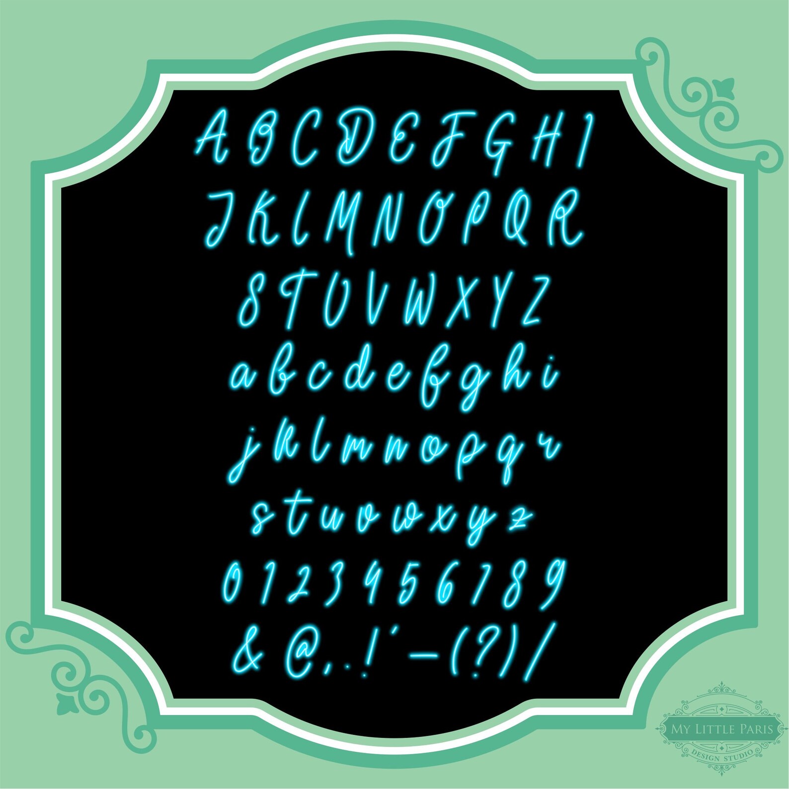 Neon Rainbow Colors Script Alphabet PNG Clip Art Letters Font Numbers ...